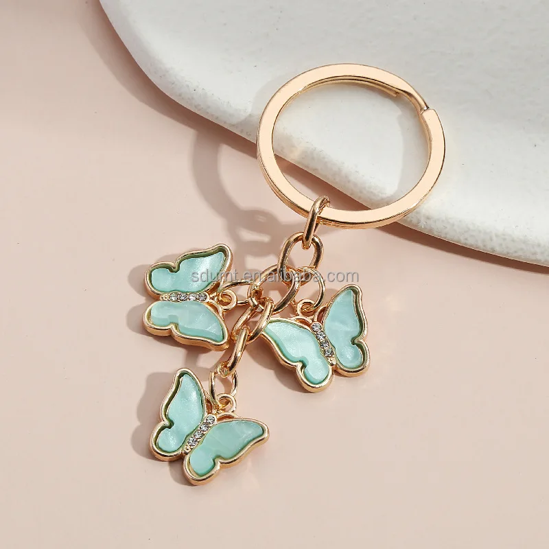 Fashion Crystal Glittering Rhinestone Butterfly Alloy Trendy Keychain ...