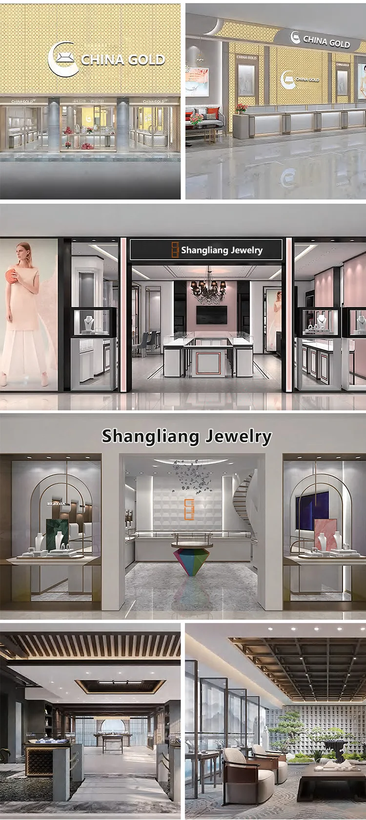 Luxury Gold Retail Shop Counter Design - Jewelry Display