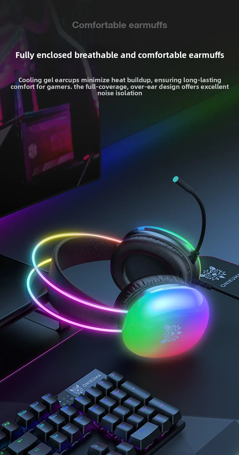 X25 RGB Wired Gaming Headset Cute Computer Headband with On-Ear & Over ...