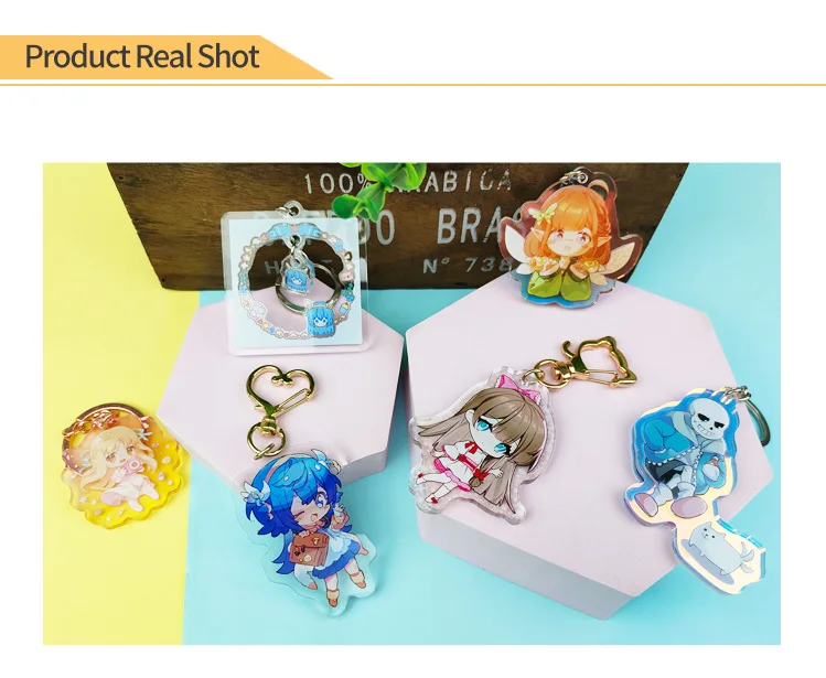 Diy Cute Cartoon Acrylic Keychain With Stainless Steel Uv Printed In 6 ...