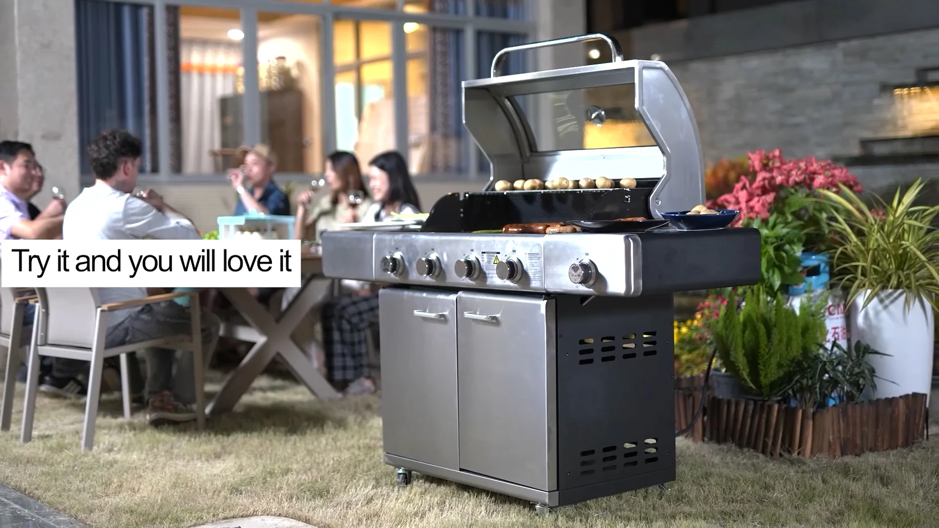 Multi-function Stainless Steel Outdoor Commercial Bbq Gas Grills With 4 ...