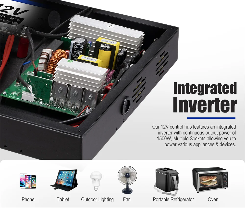 12v Control Hub Power Control Box In-built 40a Dc Dc Charger And 1500w ...