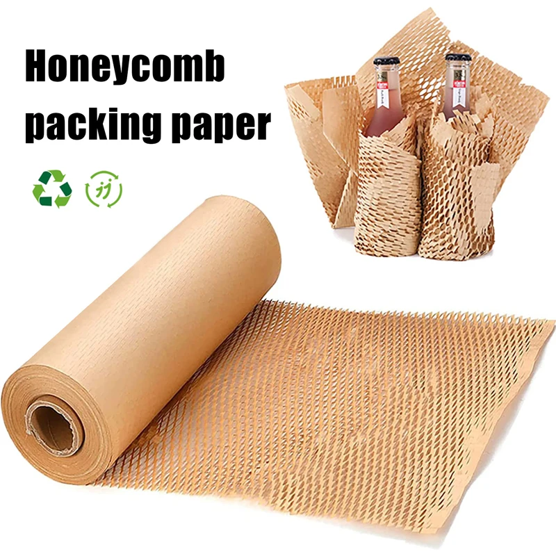 Biodegradable Eco-friendly Packaging Black Honeycomb Paper Wrap Brown Kraft Paper Roll Honeycomb ...