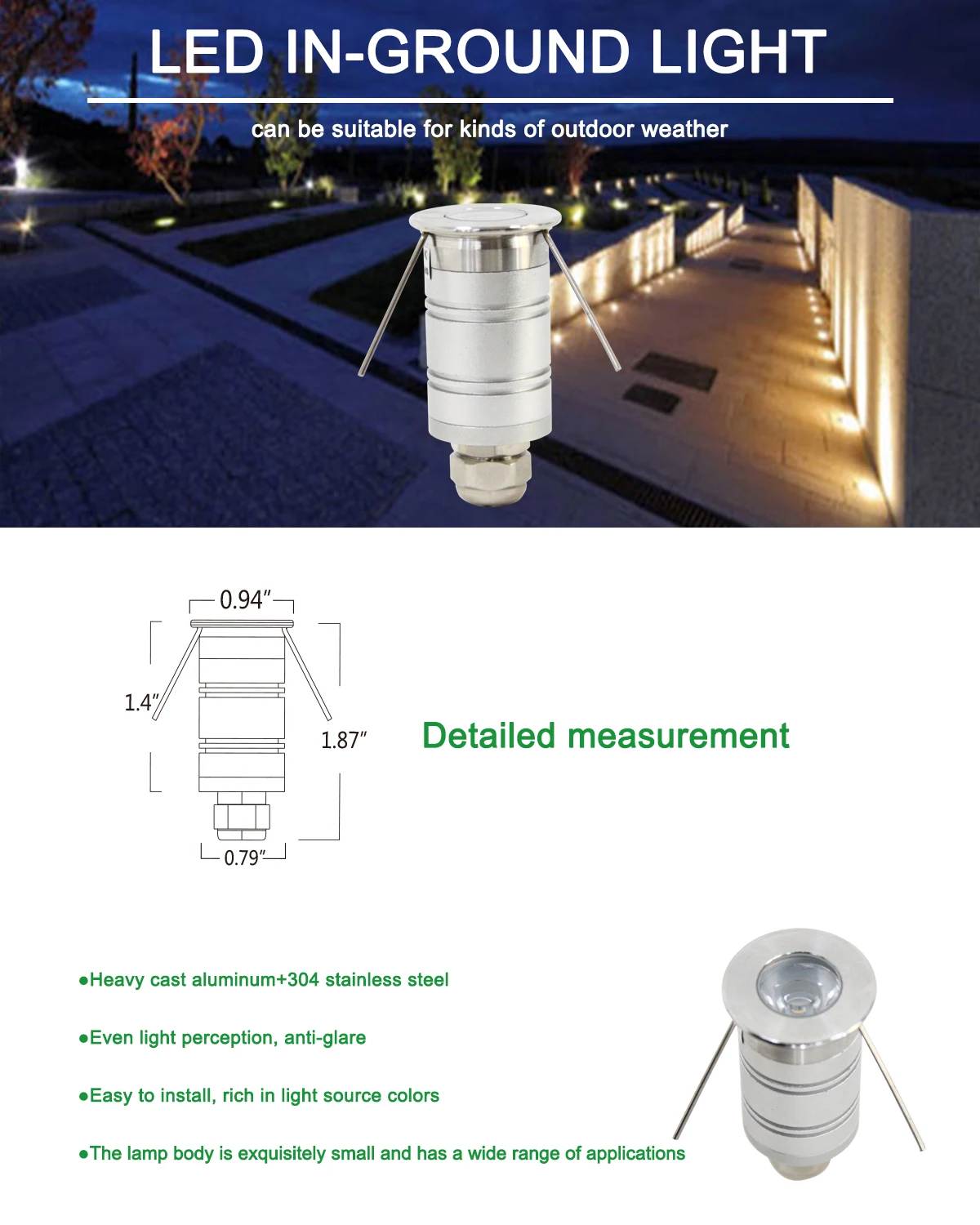 Rgl-w6811-a1ip67 1w 12v 24v Ss 6063 Aluminum 95lm Mini Led Inground ...