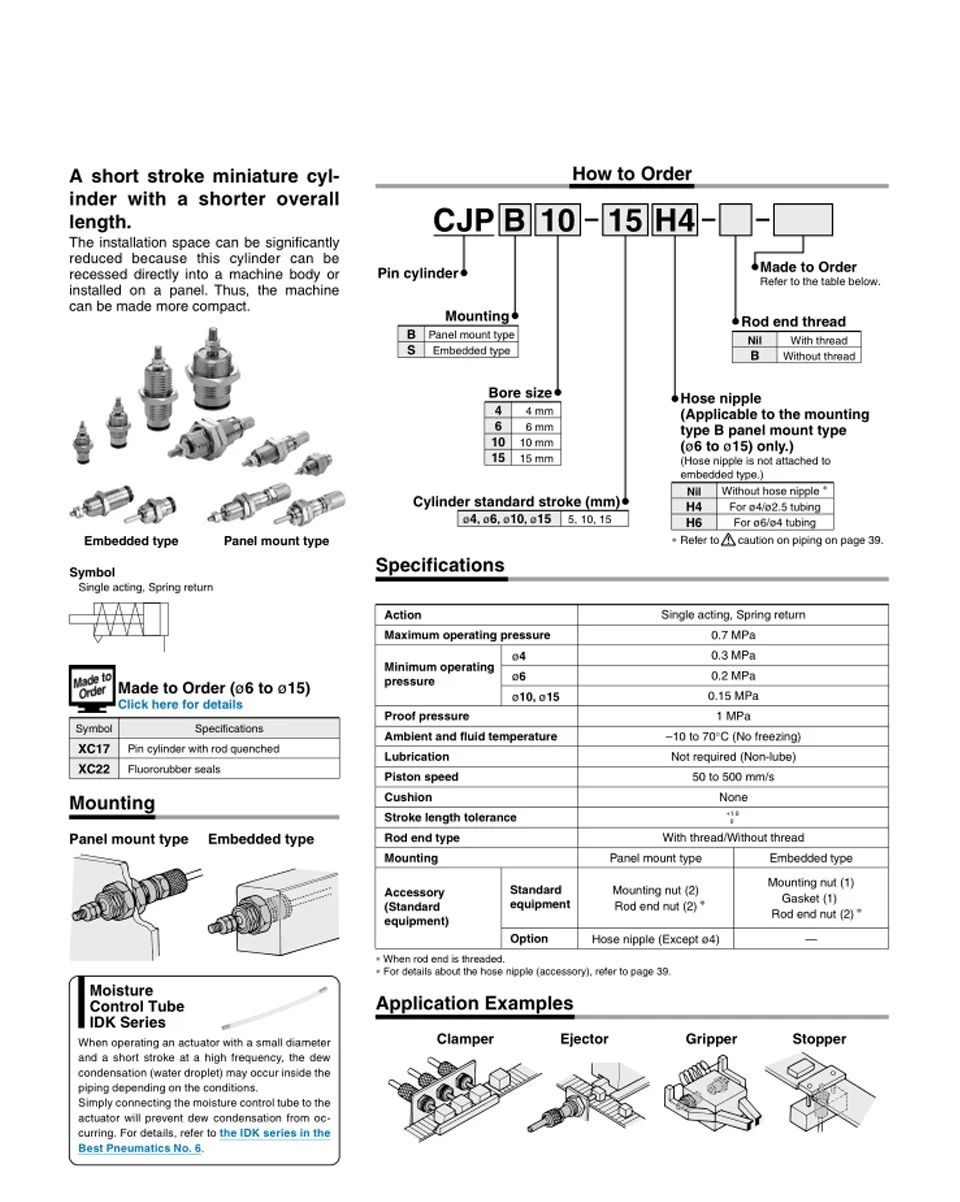 Smc Needle Cylinder Cjpb4 Cjpb6 Cjpb10 Cjpb15-5h4-10h4-15h4 - Buy ...