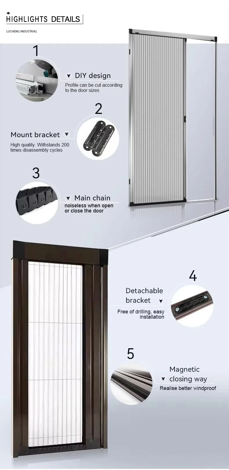 Wholesale Aluminum Sliding Retractable Trackless Insect Mesh Anti ...