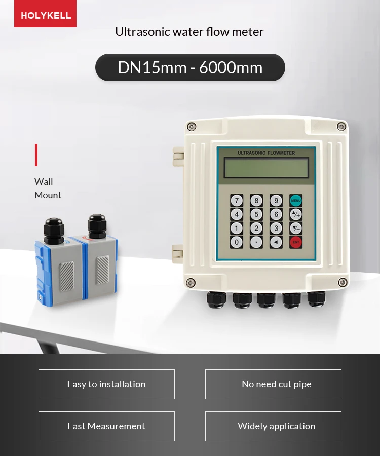 Holykell Factory UF2000SW Water Flow Meter Digital Liqui Ultrasonic ...