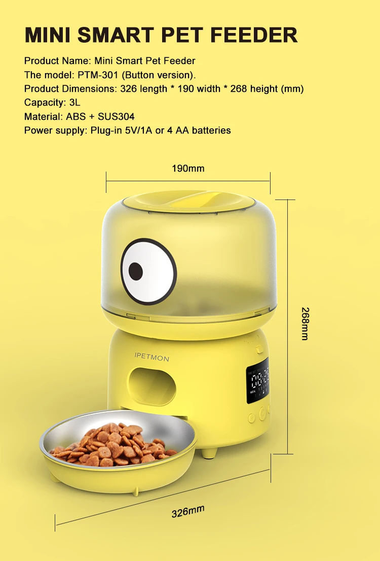 Pet 3l Smart Cat Dog Feeder Pet Bowls Feeders Wifi Mobile Phone App Automatic Pet Feeder Remote ...