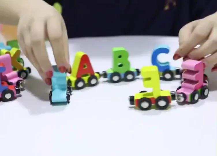 Colorful Magnetic Wooden Letter Train Multi Function Educational ...