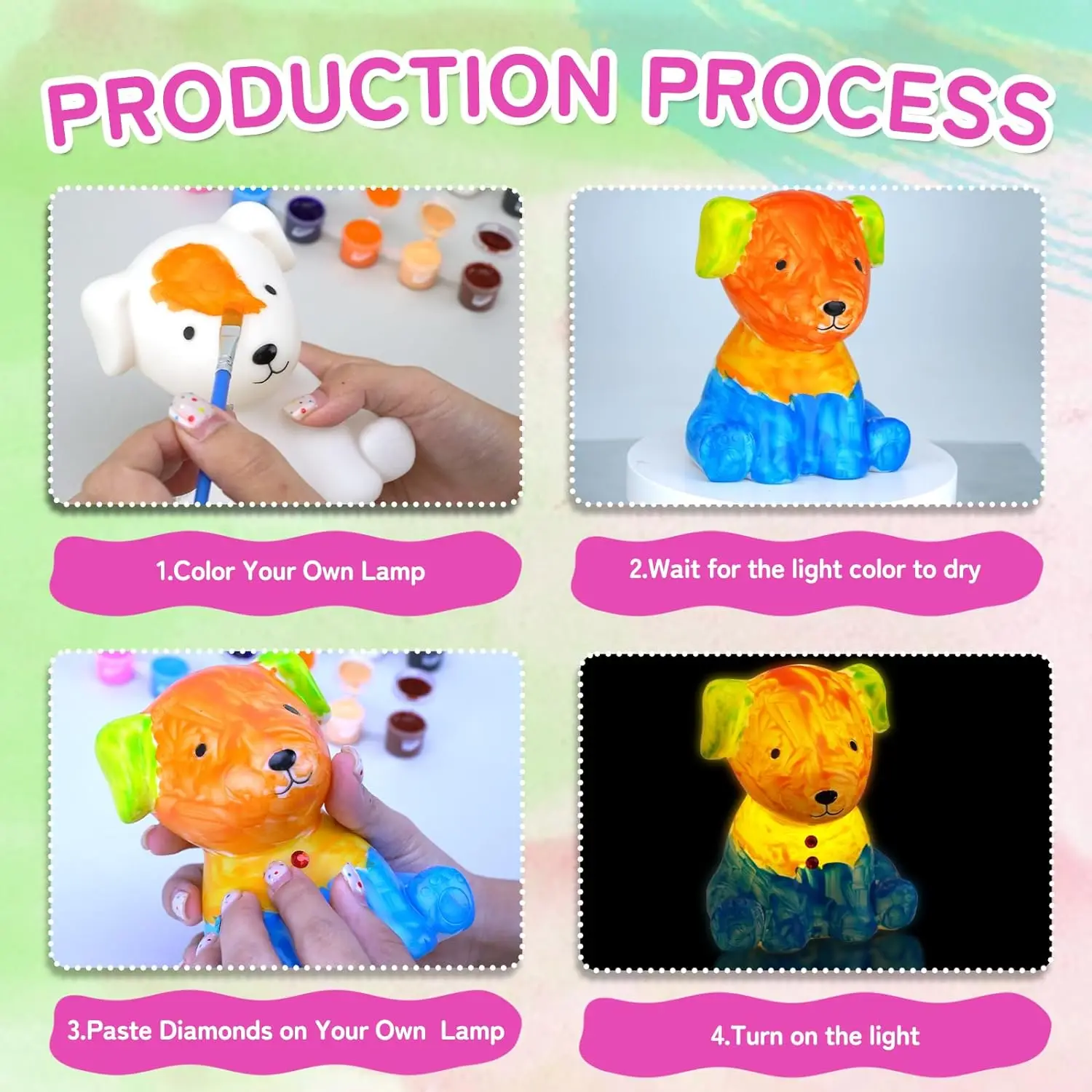 Paint Your Own Dog Lamp Kit DIY Dog Art Craft Painting Kits for Kids No ...
