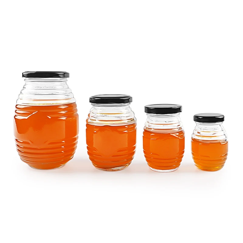 Custom Honeycomb Shape Clear Glass Honey Jars with Lids