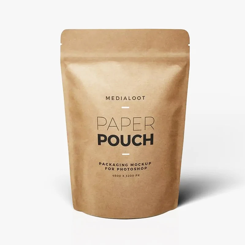 Customized Brown Kraft Paper Vertical Zipper Packaging Bag With Frosted ...