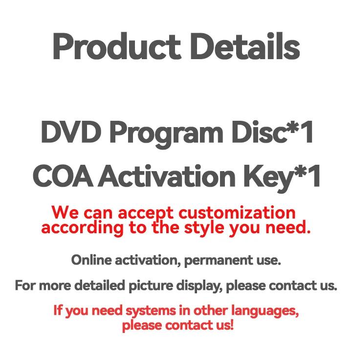 Win11 Pro DVD OEM Key 100% Online Activation Multilingual Version ...