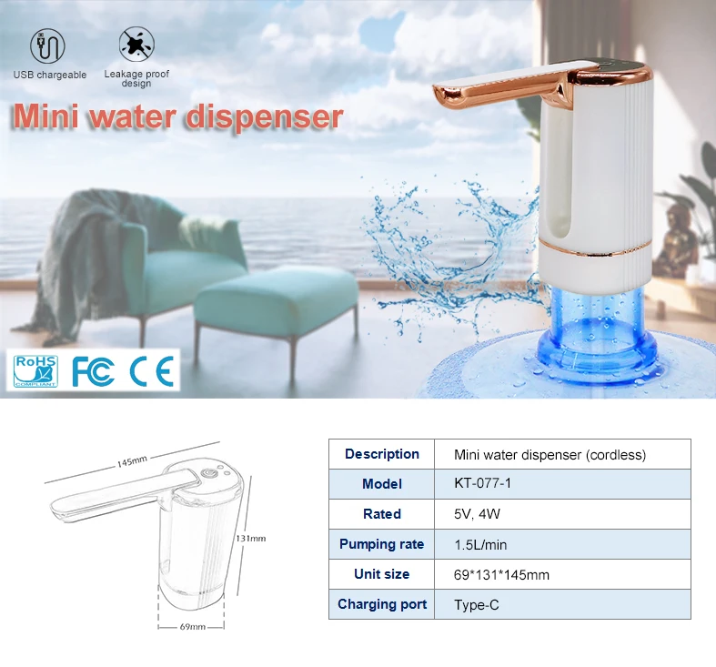 Luxury Model Usb Rechargeable Mini Water Dispenser Portable Pump For ...
