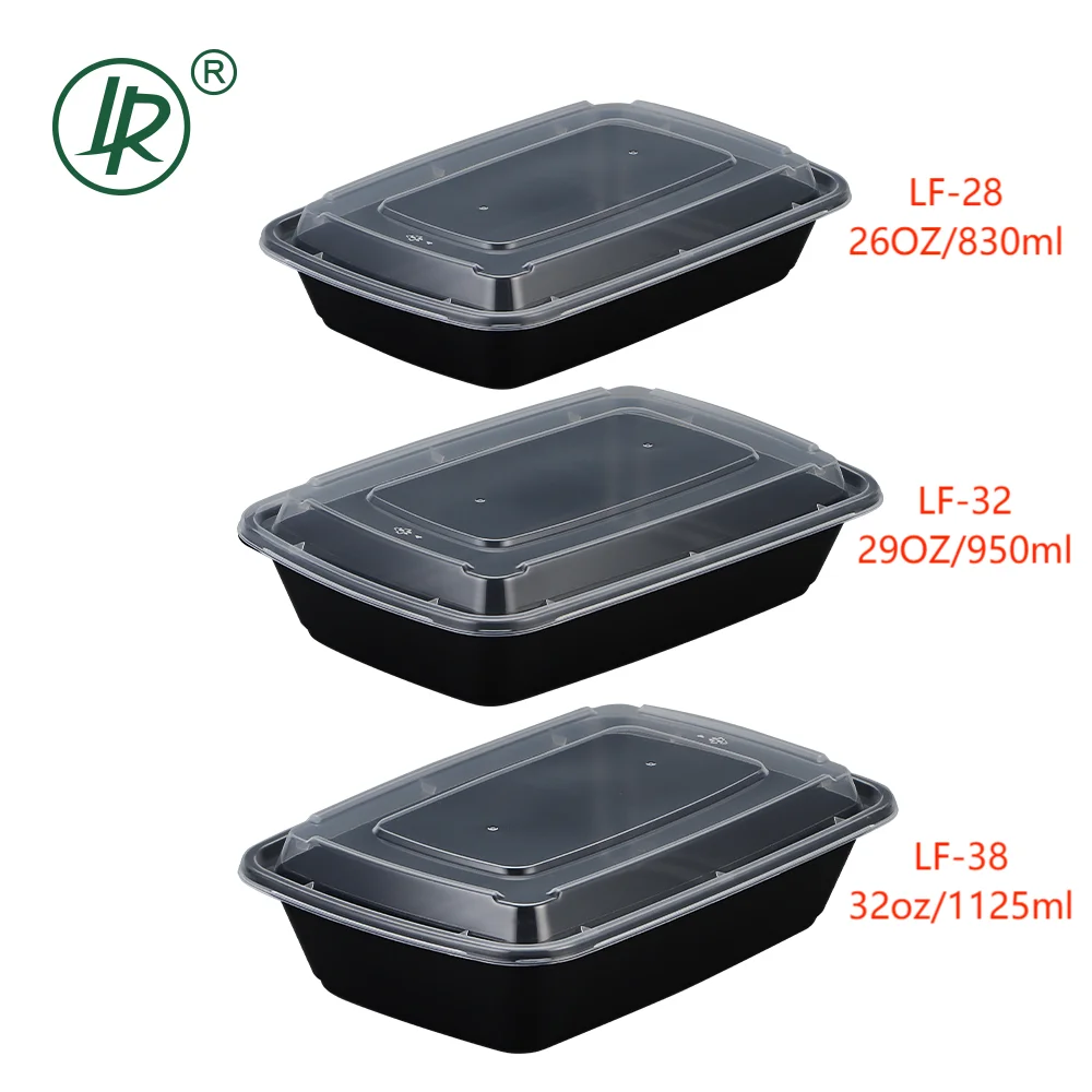 LF Rectangle Black Heavy Duty Injected Food Containers Take Out ...