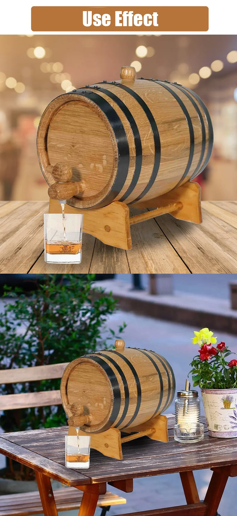 Rustic Wood Aged Cask Beer Barrel Dispenser Bucket Oak Aging Barrel ...