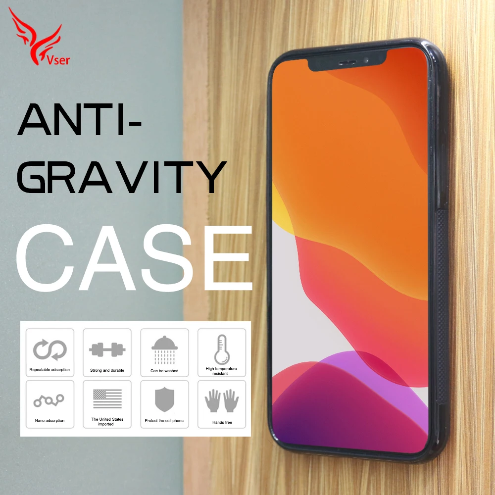High Quality Anti gravity Adsorption Sticky Nano Suction Anti Gravity Mobile Phone Cover Case For iPhone 15 pro max zero gravity