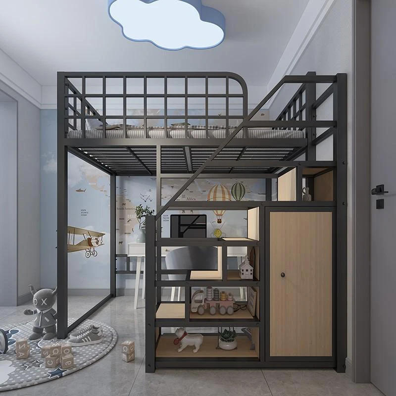 Wrought Iron Double Loft Duplex Bed - Space-Saving Design