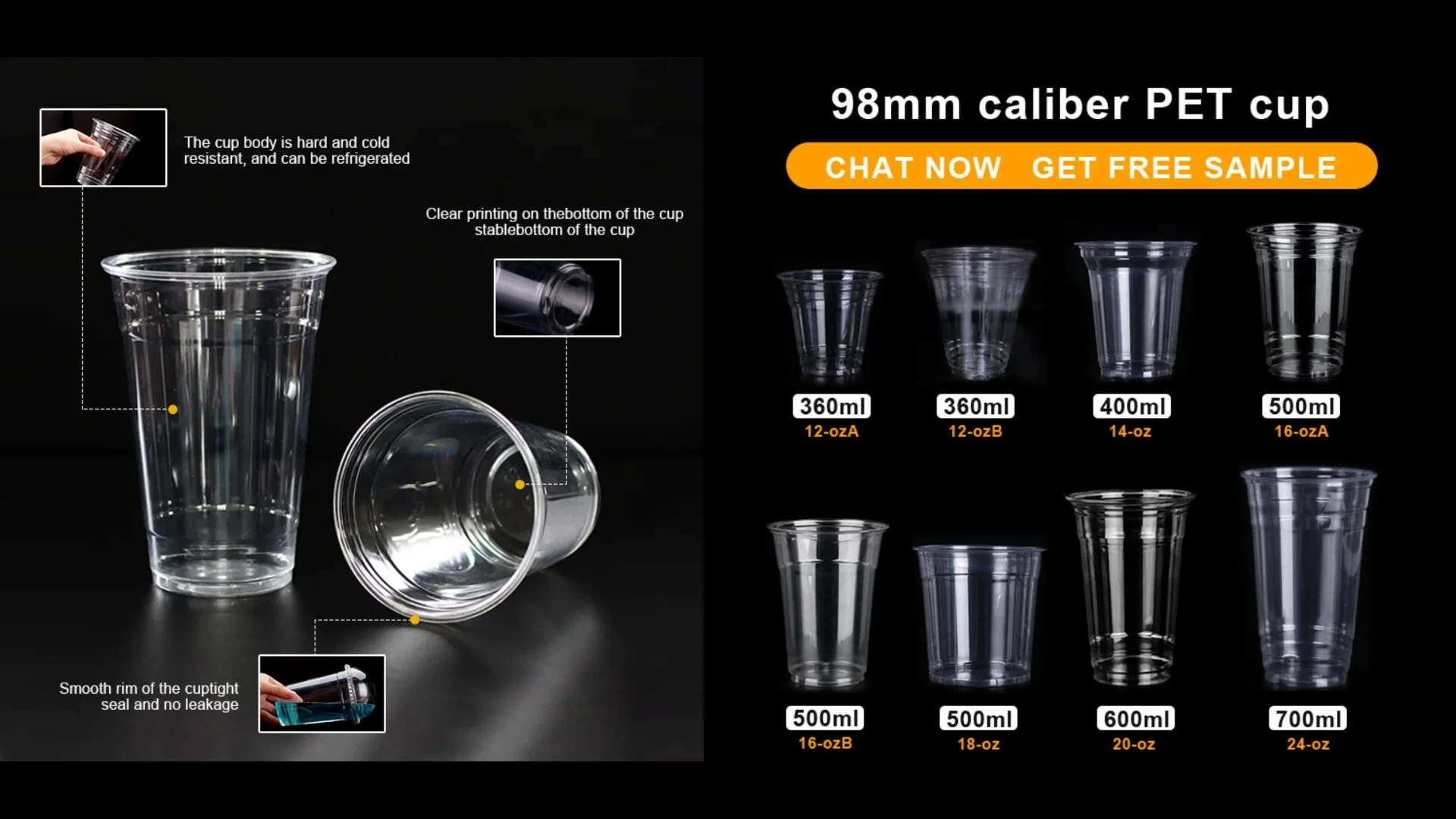 98mm Pet Disposable Plastic Cup With Lid Logo Customized Clear Top Oem ...