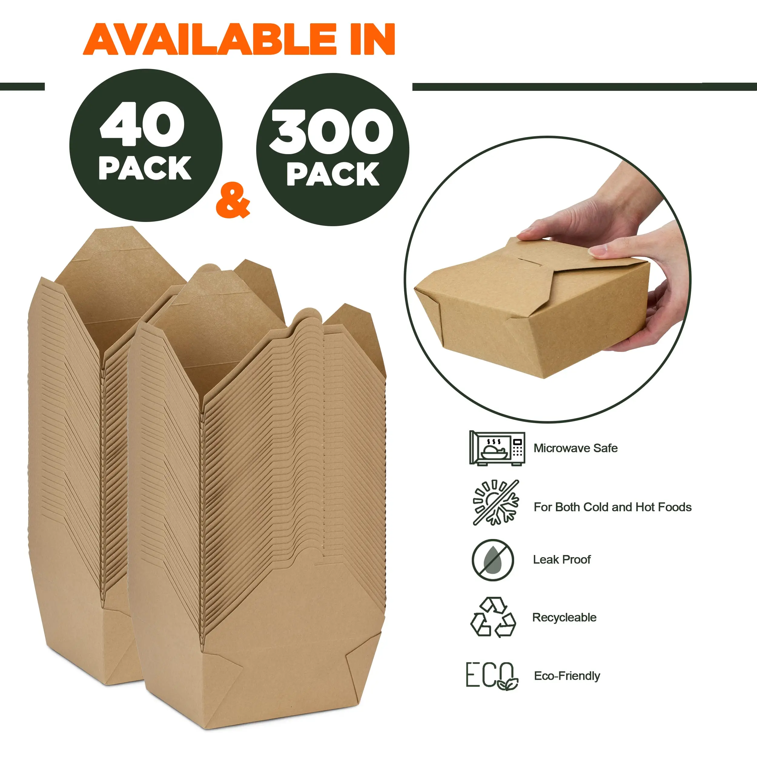 Biodegradable Kraft Paper Food Packaging Container Disposable Lunch ...