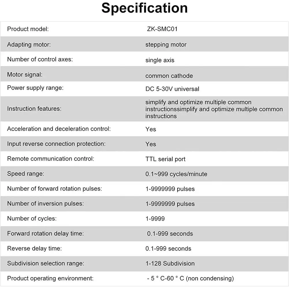 ZK-SMC01 42 57 Stepper Motor Controller Positive and Speed Angle PLC Programmable Control Pulse ...