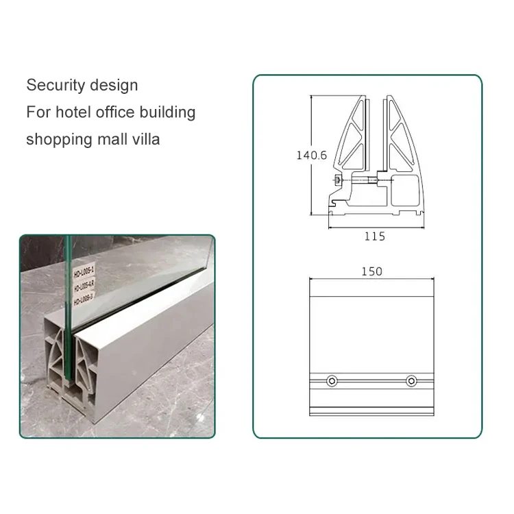 Deck Aluminum U Channel Railing Fence Clamp Base Shoe Glass Railing ...