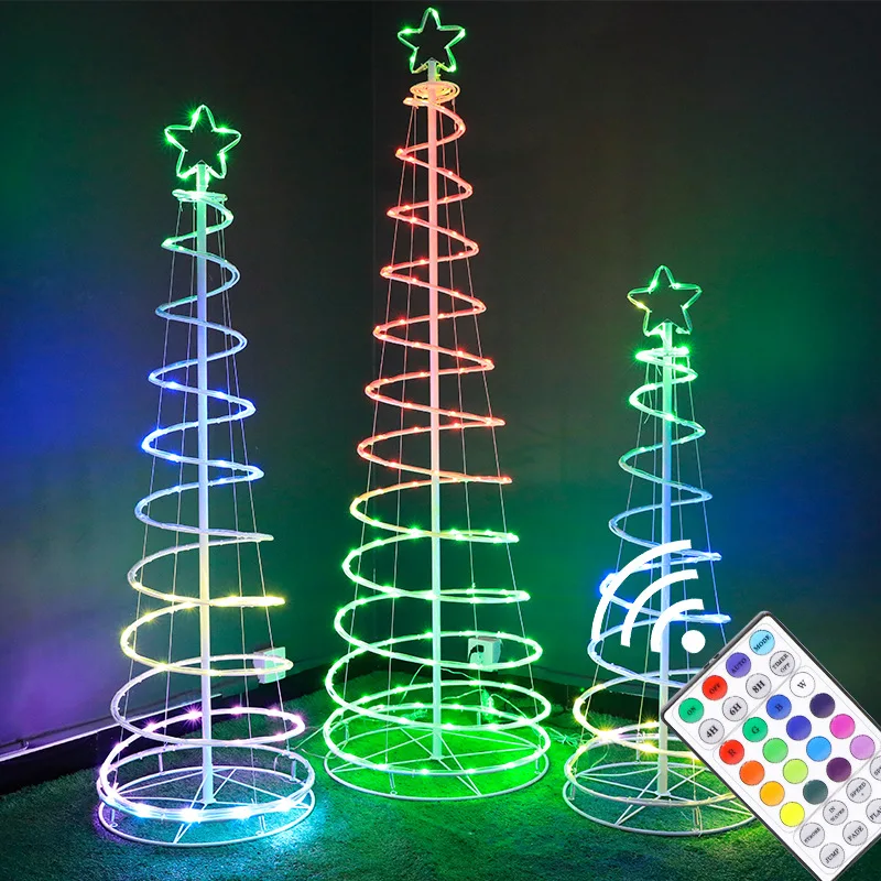 Rgb Indoor Outdoor Holiday Decoration Spiral Remote Control Waterproof ...