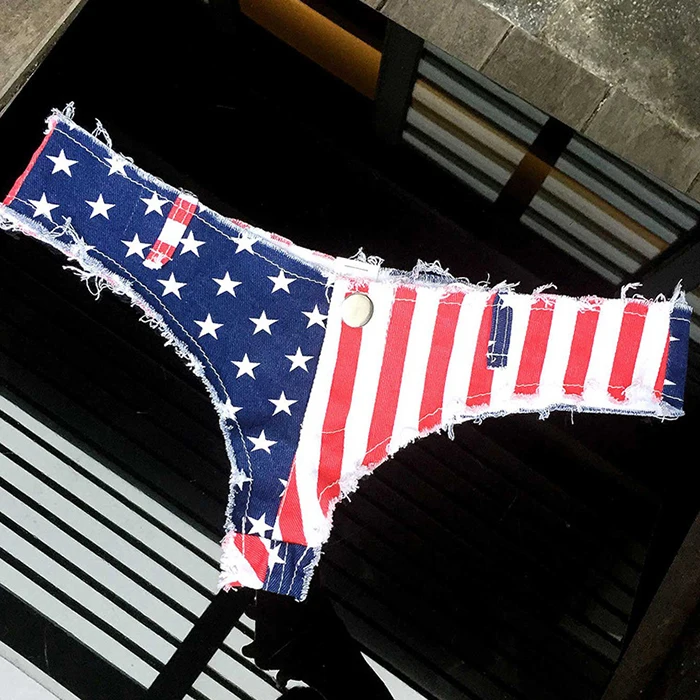 SADI Ladies Erotic G-String Underwear - Sexy Denim Flag Printing