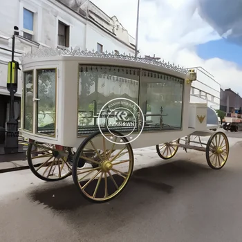 White Glass Coffin Electric Horse Cart Antique Electric Funeral Coffin ...