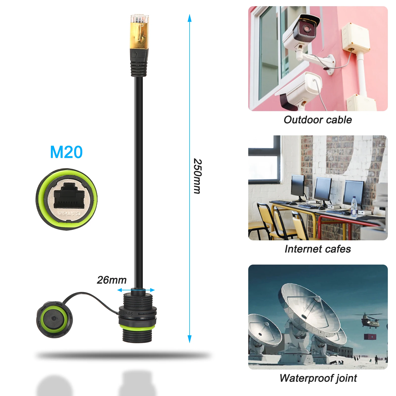 Panel Mount RJ45 Shielded STP Connector - Waterproof Ethernet
