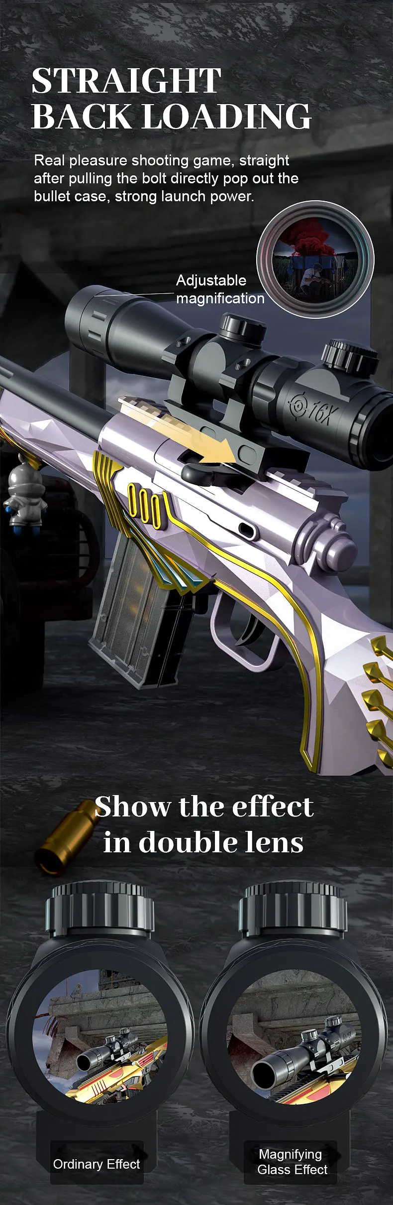 Shell Ejecting Soft Bullet Gun Toys Soft Bullet Shooting Play Set M416 2024 Plastic Weapons Army ...