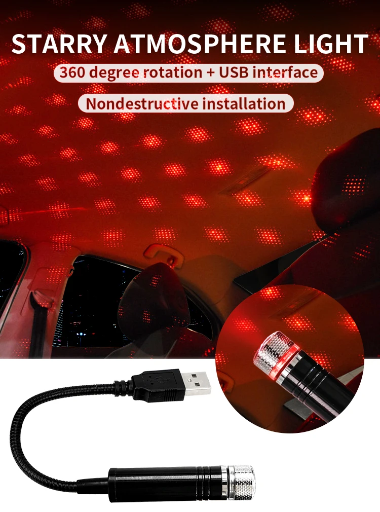 Star Projector Car Roof Light Adjustable Romantic Car Interior Lights ...