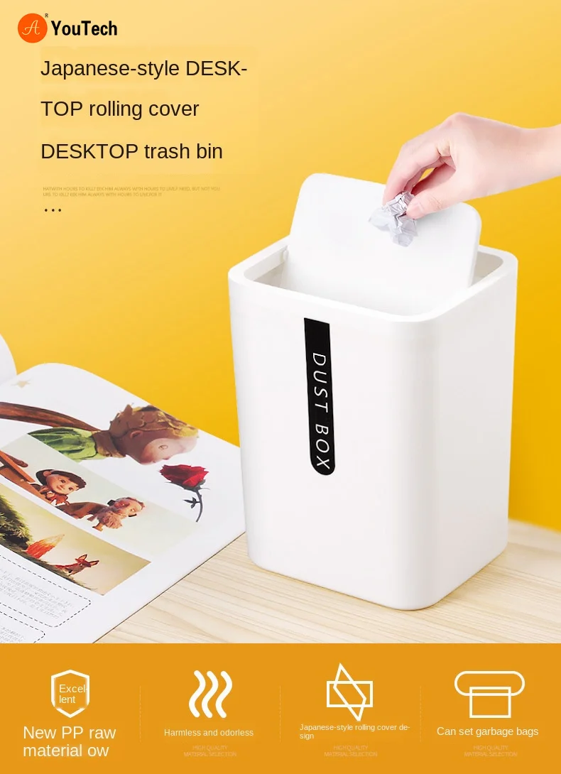 Creative Mini Small Waste Bin Desktop Garbage Basket Home Table Plastic ...