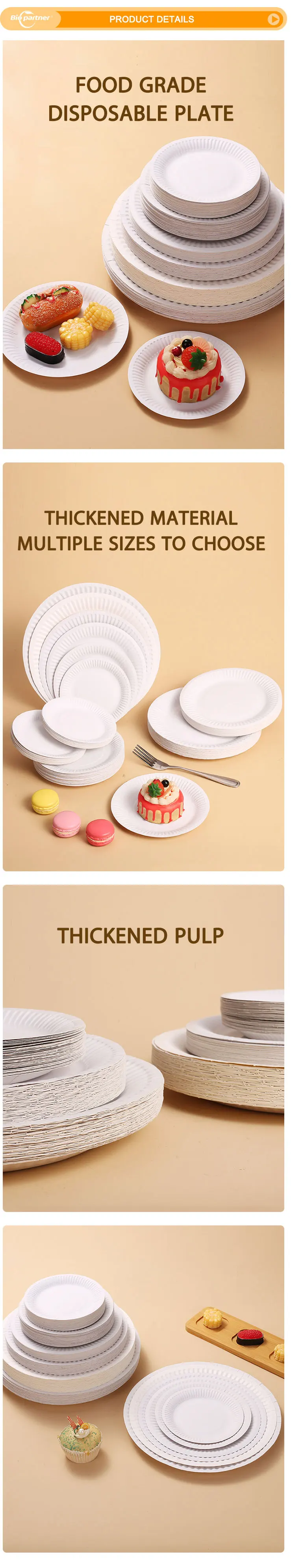 Custom Print Biodegradable Disposable Round Restaurant Plates 5-10 Inch ...