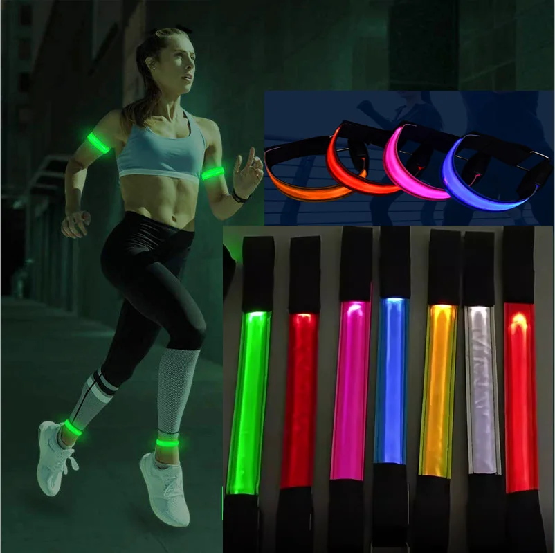 Led Rechargeable Light up Reflective Slap Armband Band Running Fashion ...