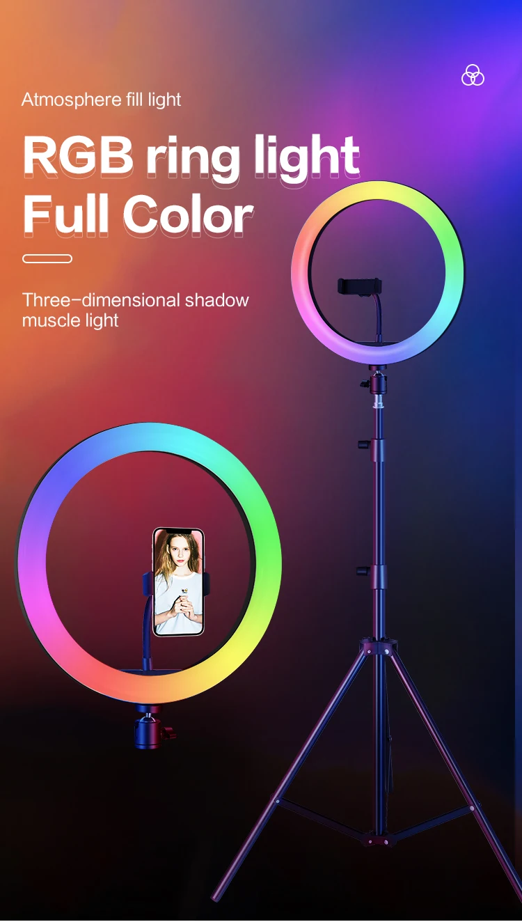Kinscoter 10 Inch RGB LED Ring Light - Versatile Video Lighting