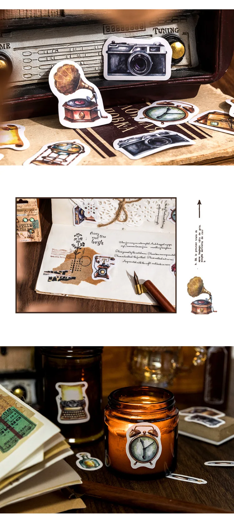 46 Pieces/pack Box-packed Stickers Old Time Gadget Artistic Retro Old ...