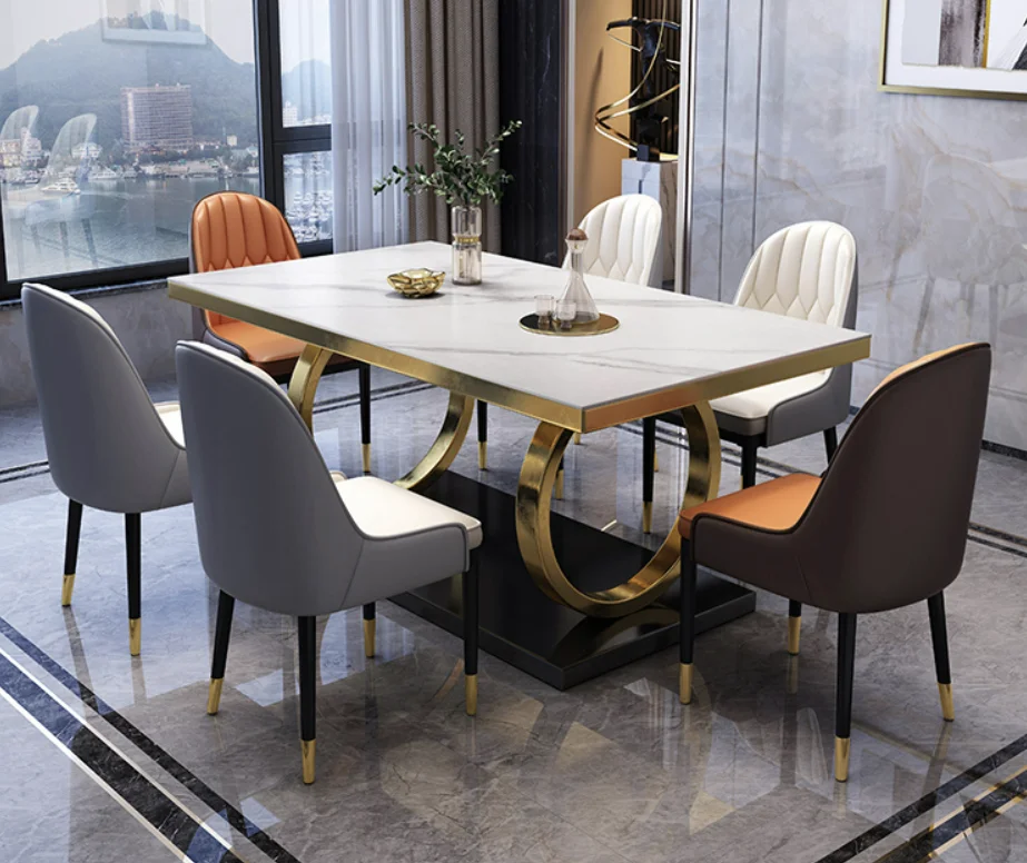 Luxury Marble Top Dining Table With Golden/sliver Stainless Steel Leg ...