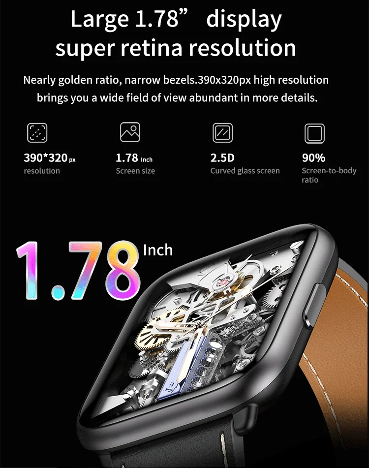 Linwear LW61 Smartwatch - 1.8" Waterproof Fitness Tracker