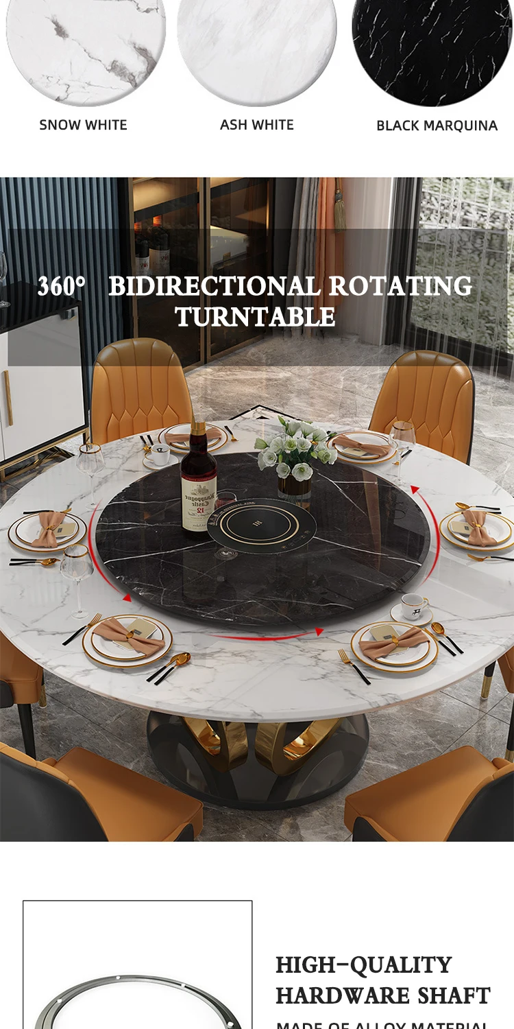 Luxurious Elegant Design Modern Dining Table Oversized Round Marble ...