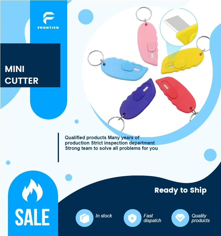 Multi Color ABS Plastic Box Cutters - Security Keychain Knife
