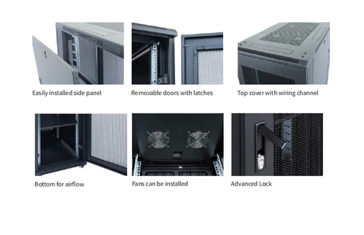 6U 9U 12U 19 Inch Data Center Server Rack - 42U Glass Door