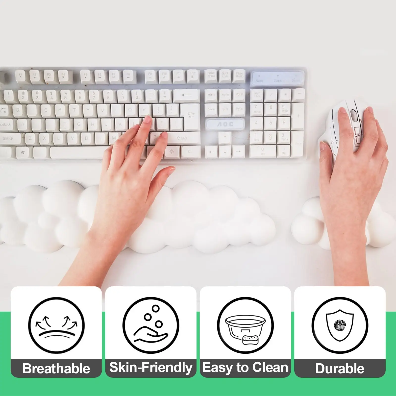Cloud Wrist Rest Pad Support Memory Foam Palm Rest Ergonomic White ...