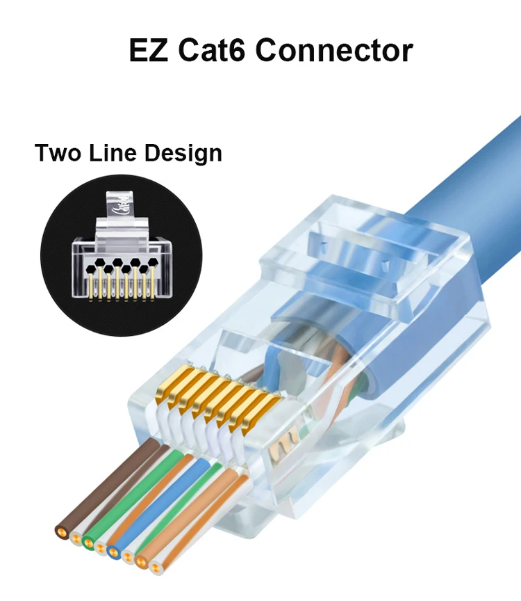 Cat5e Cat6 Cat7 Rj45 Connector For Stranded Solid Network Cable 8p8c Gold Plated Rj45 Plug With ...