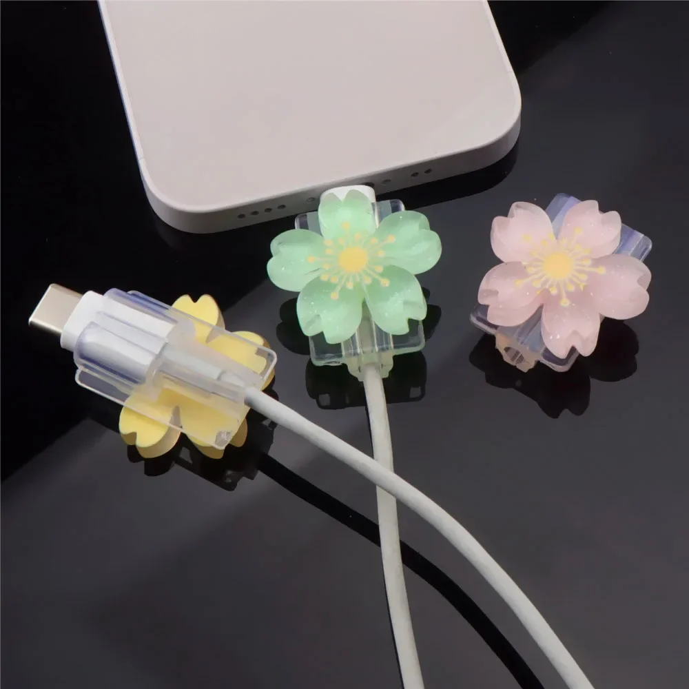 Cartoon Cable Protector Cute Flowers USB Charger Protector Cable ...