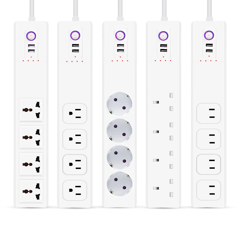 EU UK US Remote Voice Control Timing 4 AC Outlets 2 USB Ports WiFi ...