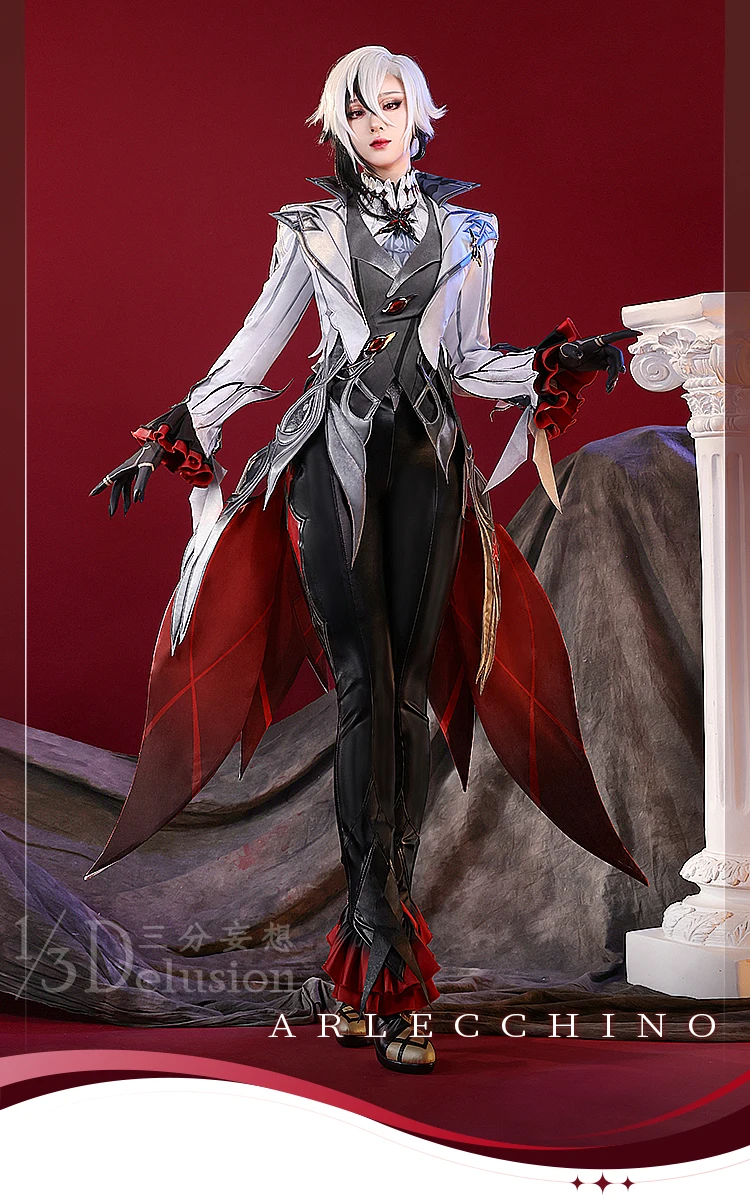 Genshin Impact Arlecchino The Knave Cosplay Costume Full Set Wig ...