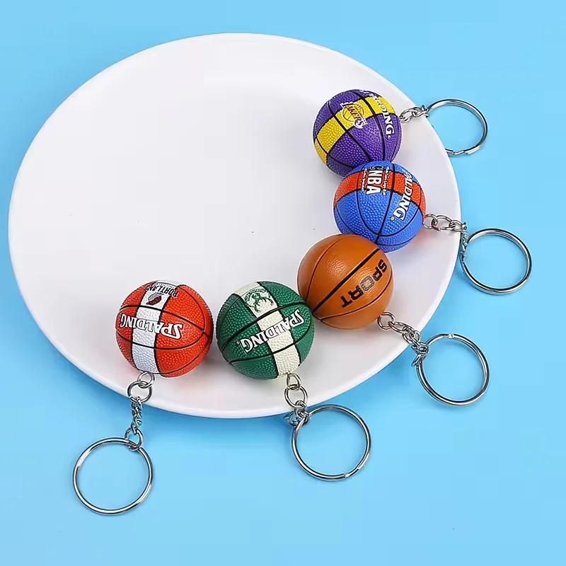 Wholesale Basketball Theme Keychain Ring PVC Rubber nba Key Chain Ball ...