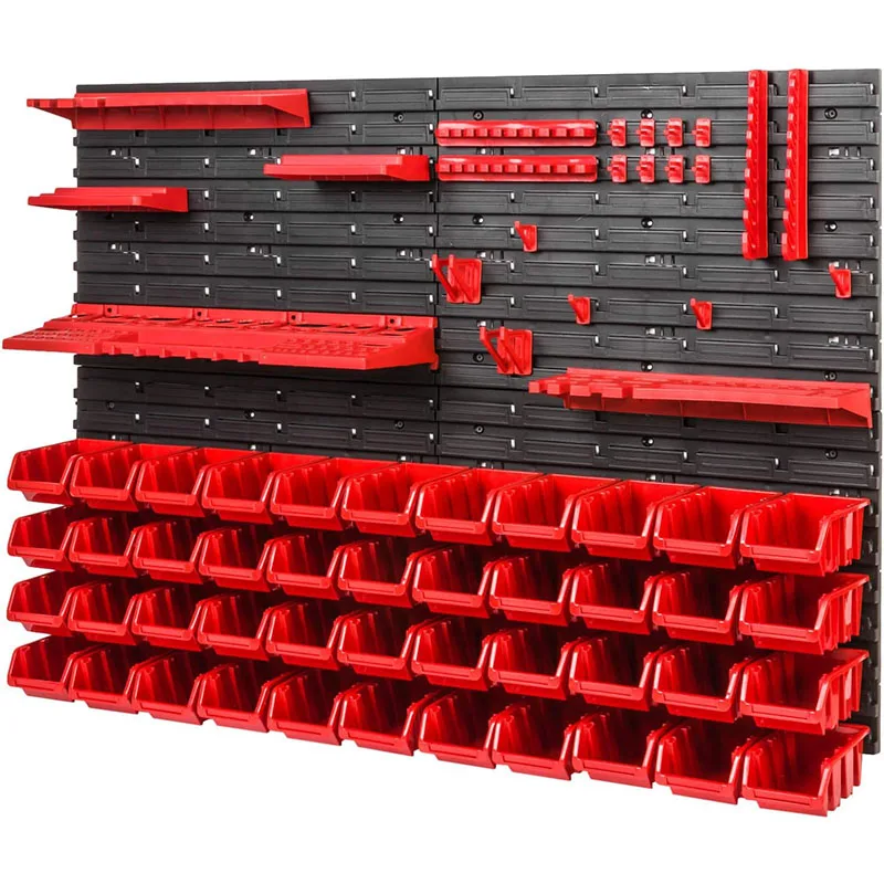 Workshop Shelving Storage System 1152 X 780mm Wall Shelf With 44pcs Red ...