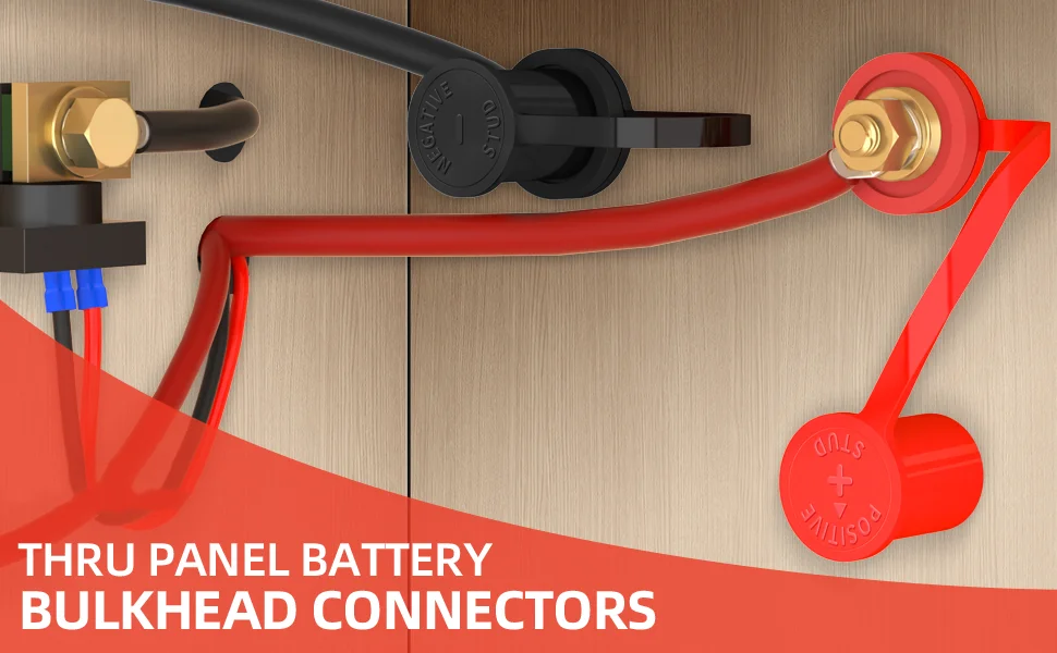 Daiertek Thru Panel Battery Terminal Connectors 3/8" Studs Screw Copper ...